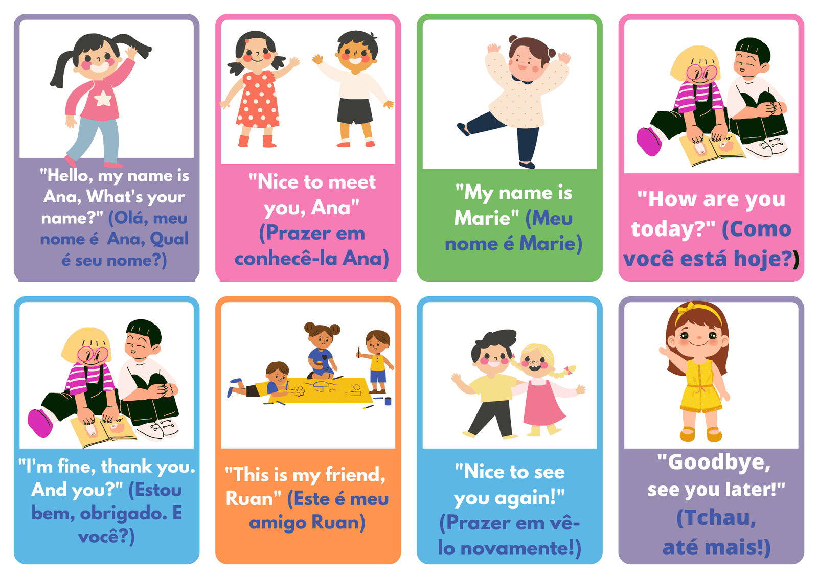 Conversas básicas em inglês para nossos pequenos aprender.